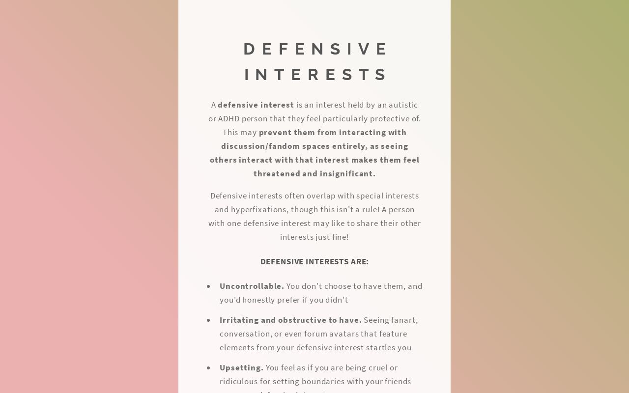 defensive interests